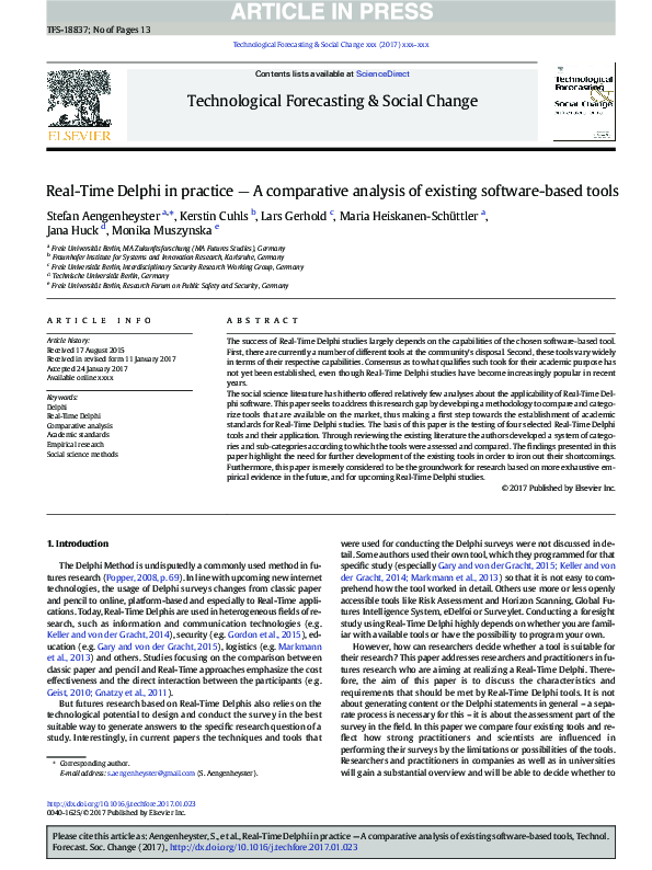 (PDF) Real-Time Delphi in practice — A comparative analysis of existing ...