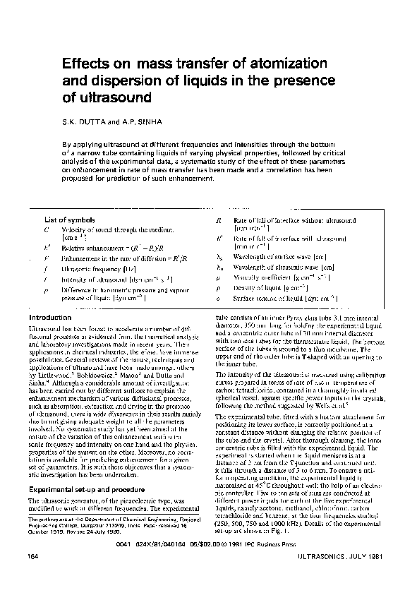 (PDF) Effects on mass transfer of atomization and dispersion of liquids ...