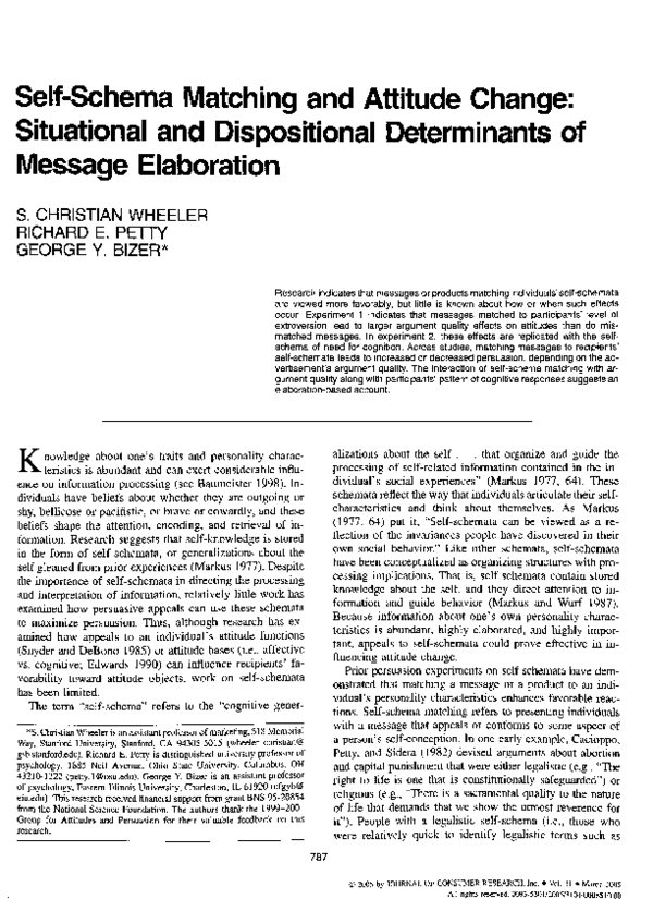 (PDF) Self‐Schema Matching and Attitude Change: Situational and ...