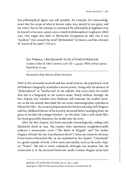 (PDF) I Am Dynamite! A Life of Friedrich Nietzsche