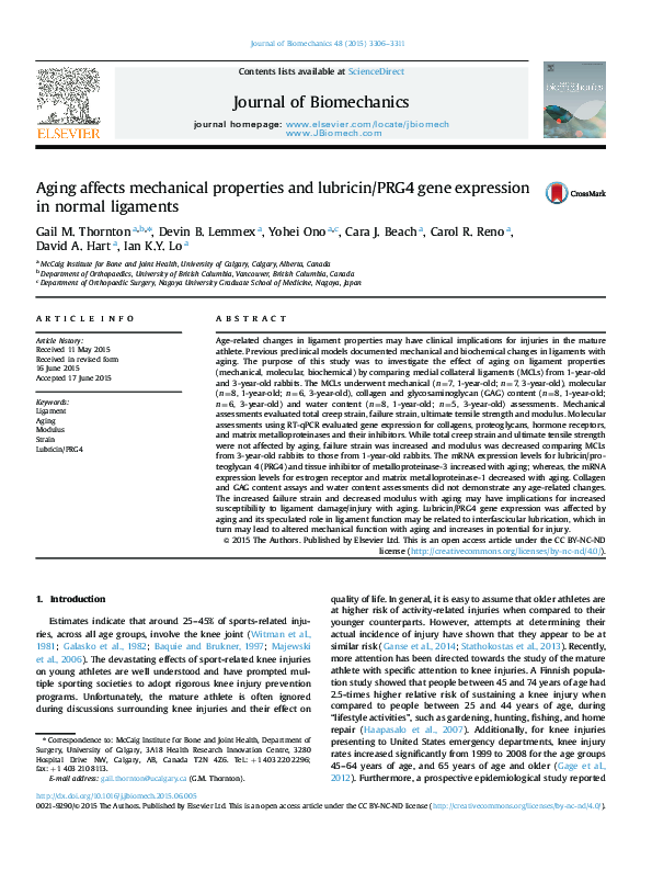 (PDF) Aging affects mechanical properties and lubricin/PRG4 gene ...