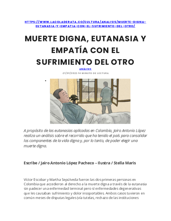 (PDF) Muerte digna, eutanasia y empatía con el sufrimiento del otro