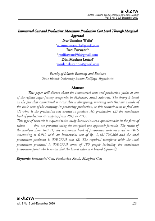 (PDF) Immaterial Cost and Production: Maximum Production Cost Level ...
