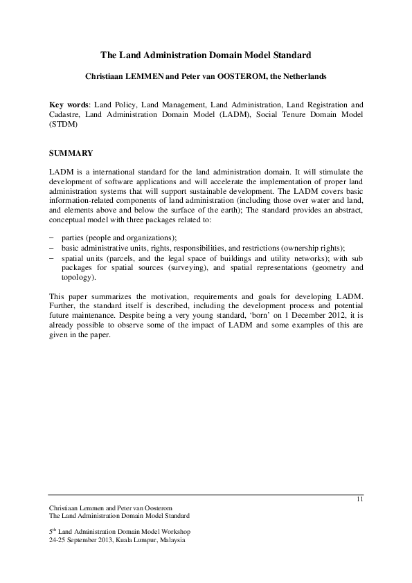 (PDF) The Land Administration Domain Model Standard