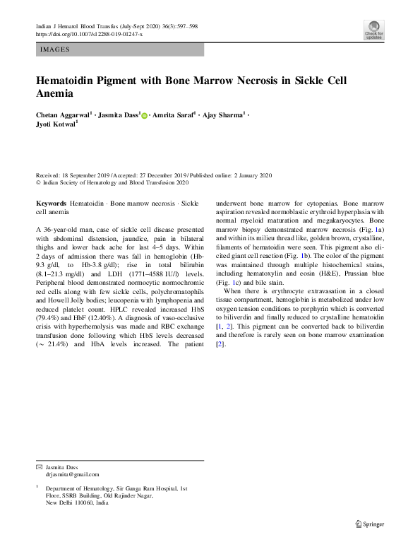 (PDF) Hematoidin Pigment with Bone Marrow Necrosis in Sickle Cell ...
