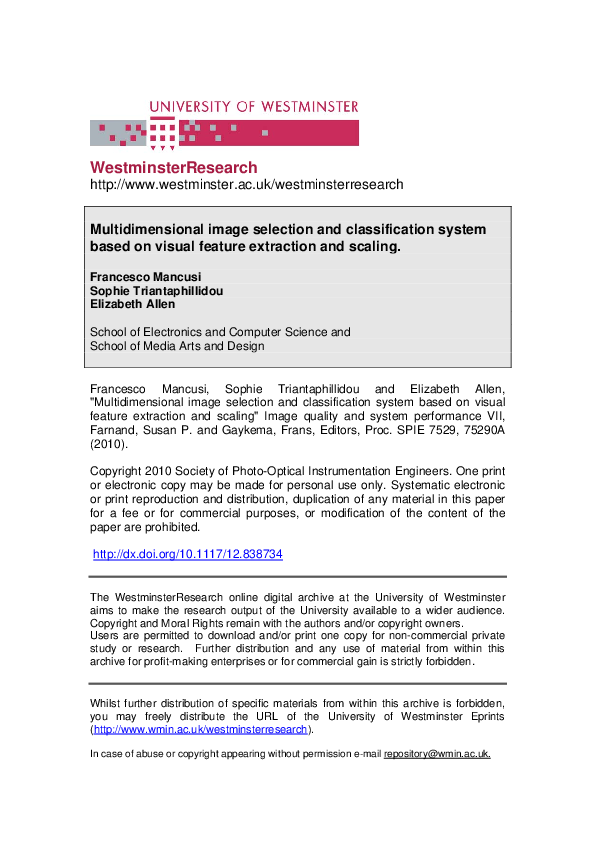 (PDF) Multidimensional image selection and classification system based on visual feature ...