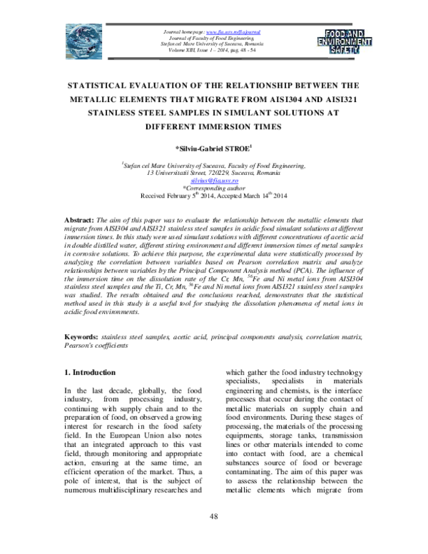 (PDF) Statistical Evaluation of the Relations Hip Between the Metallic ...