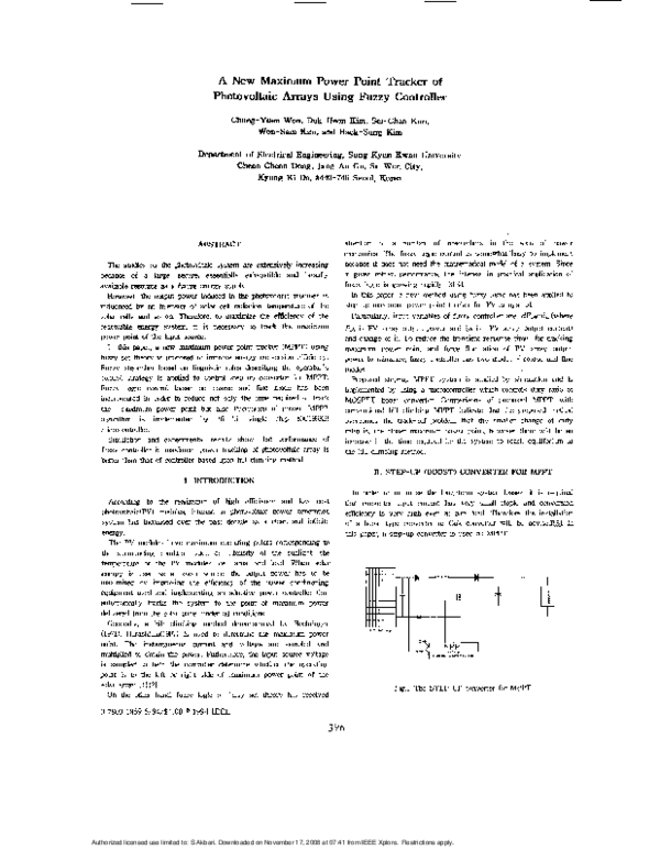 Pdf A New Maximum Power Point Tracker Of Photovoltaic Arrays Using