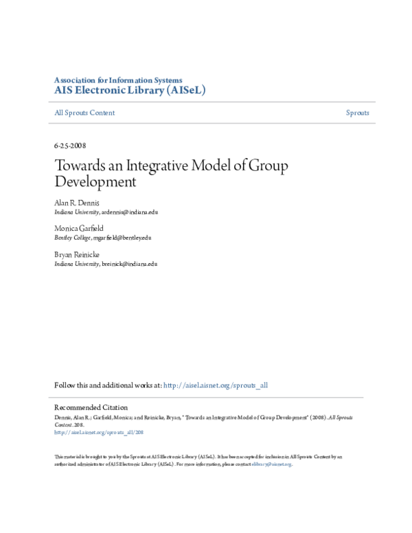 (PDF) Towards an Integrative Model of Group Development