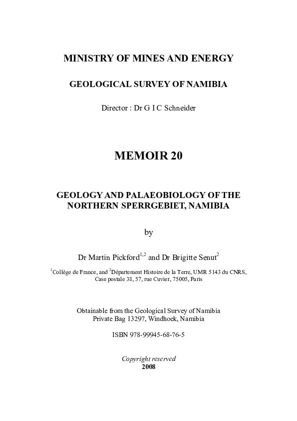 (PDF) Ministry of Mines and Energy Geological Survey of Namibia