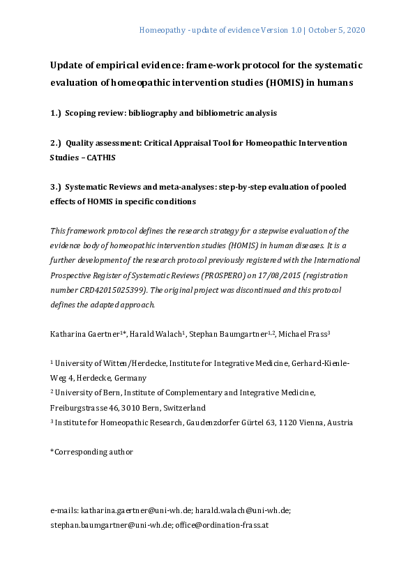(PDF) Update of empirical evidence: frame-work protocol for the ...