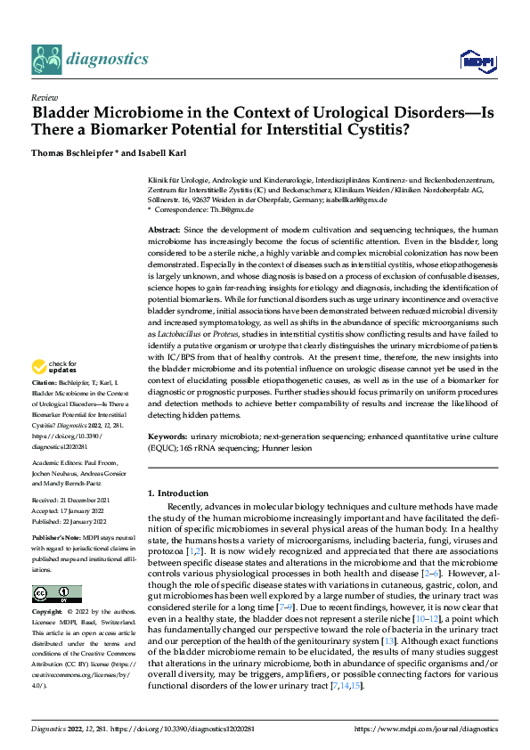 (PDF) Bladder Microbiome in the Context of Urological Disorders—Is ...