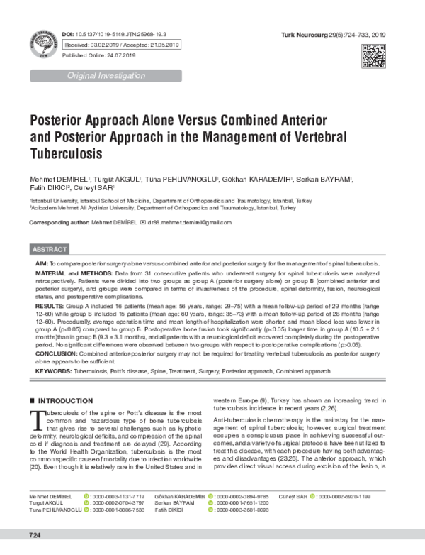 (PDF) Posterior approach alone versus combined anterior and posterior ...
