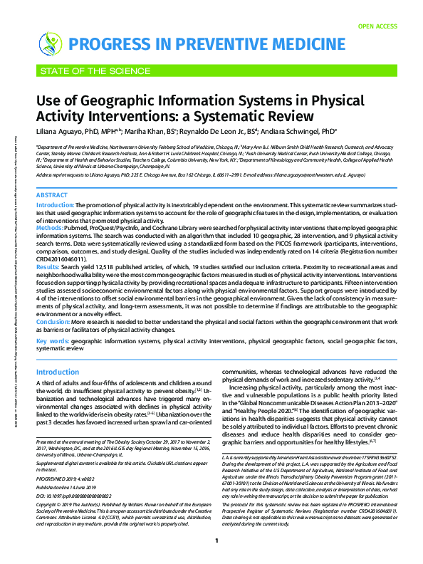 (PDF) Use of Geographic Information Systems in Physical Activity ...