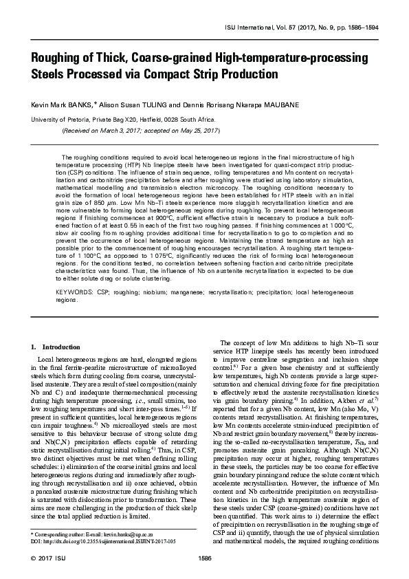(PDF) Roughing of Thick, Coarse-grained High-temperature-processing ...