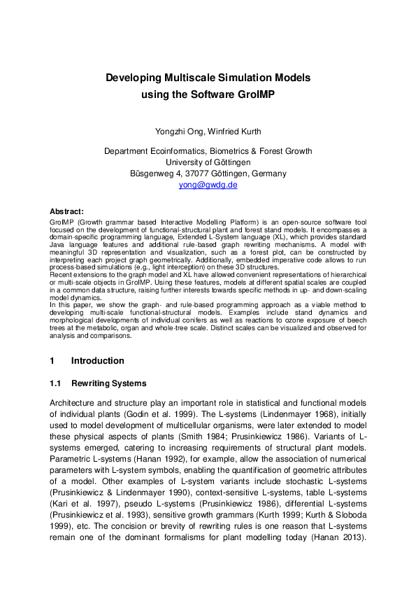 (PDF) Developing Multiscale Simulation Models using the Software GroIMP
