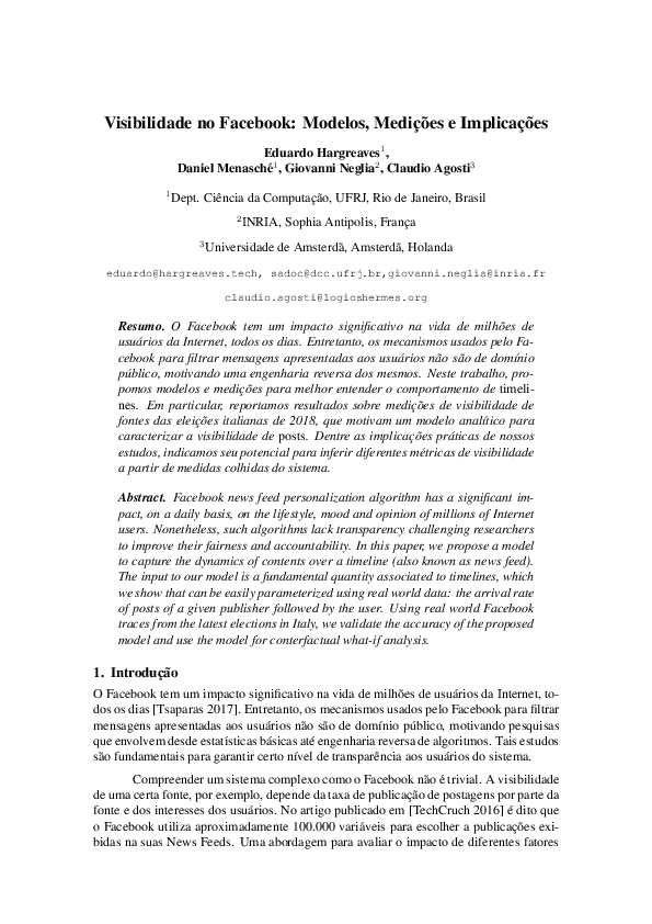 (PDF) Visibilidade no Facebook: Modelos, Medições e Implicações ...