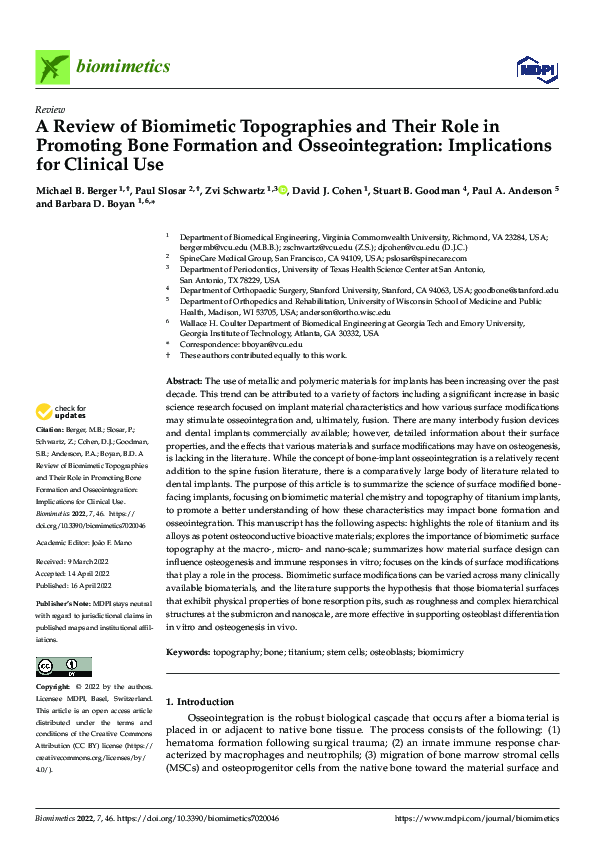 (PDF) A Review of Biomimetic Topographies and Their Role in Promoting ...