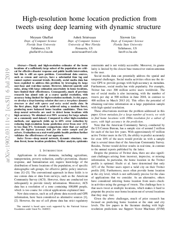 (PDF) High-resolution home location prediction from tweets using deep ...