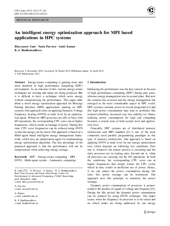 (PDF) An intelligent energy optimization approach for MPI based applications in HPC systems