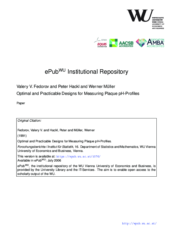 (PDF) Optimal and practicable designs for measuring plaque pH-profiles