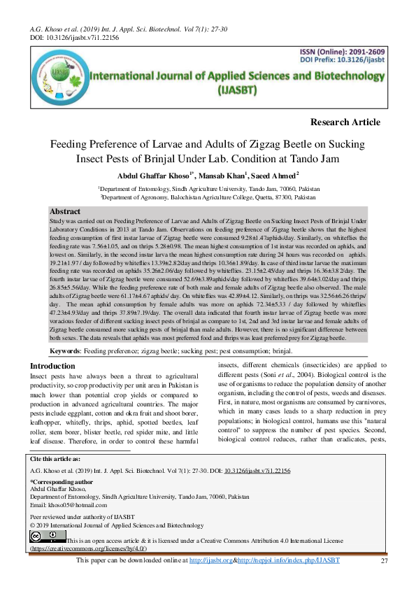 (PDF) Feeding Preference of Larvae and Adults of Zigzag Beetle on ...