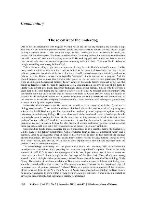 (PDF) The scientist of the underdog