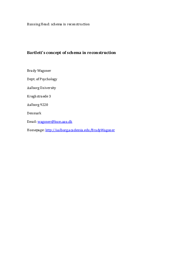 (PDF) Bartlett’s concept of schema in reconstruction