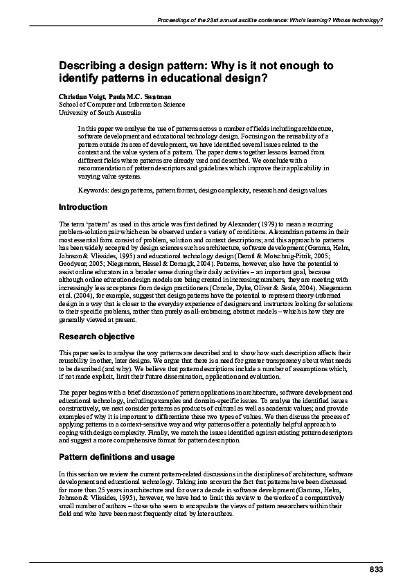 (PDF) Describing a design pattern: Why is it not enough to identify ...