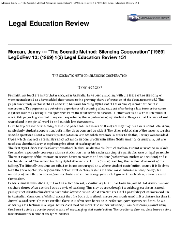(PDF) The Socratic Method: Silencing Cooperation
