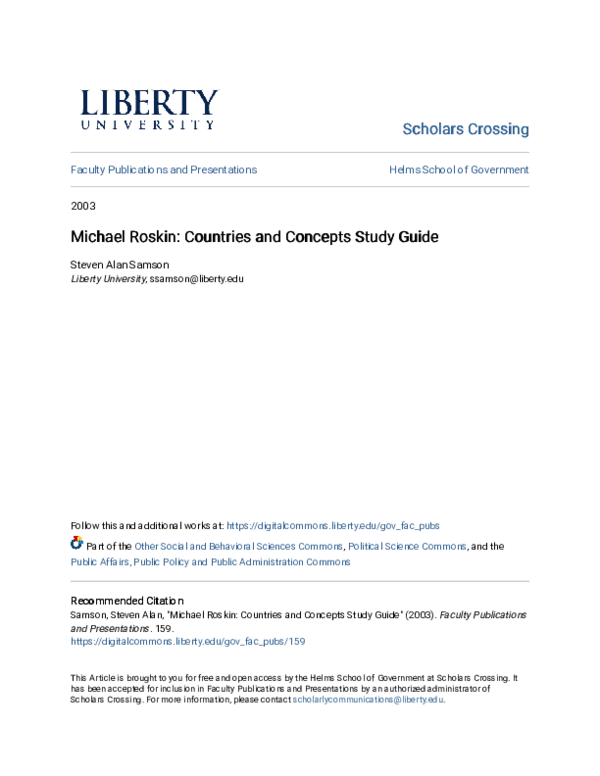 (PDF) Michael Roskin: Countries and Concepts Study Guide