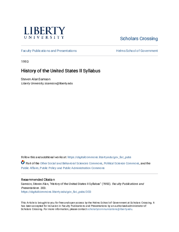 (PDF) History of the United States II Syllabus