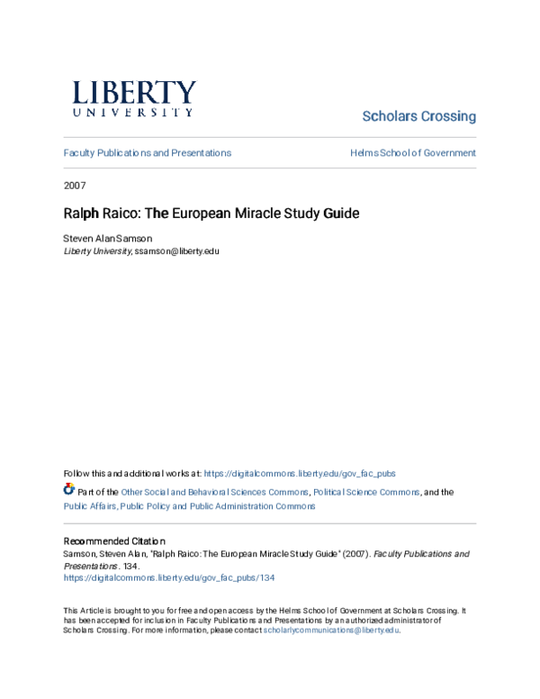 (PDF) Ralph Raico: The European Miracle Study Guide