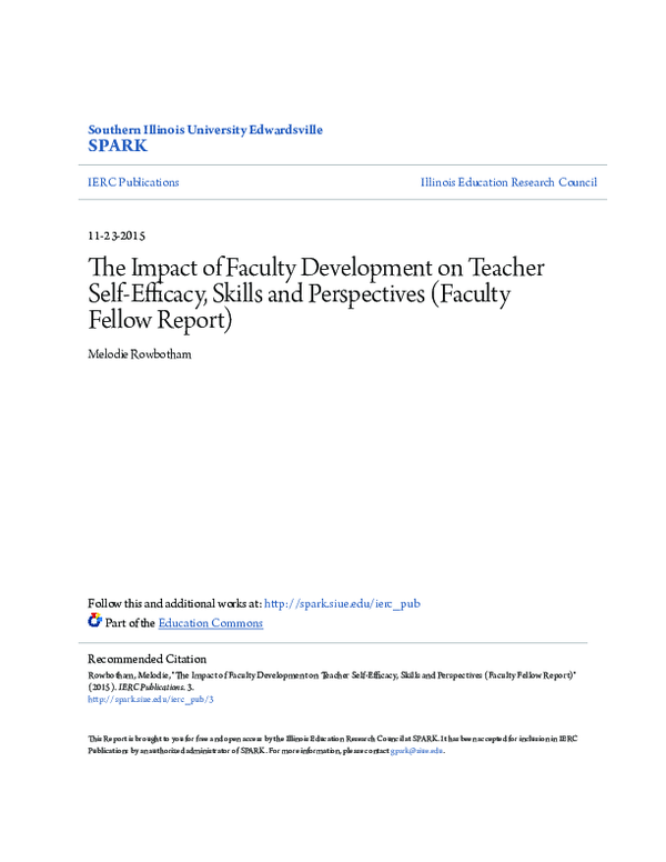 (PDF) The Impact of Faculty Development on Teacher Self-Efficacy, Skills and Perspectives ...