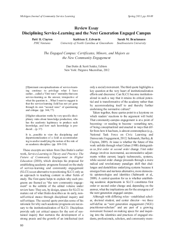 (PDF) The Engaged Campus: Certificates, Minors, and Majors as the New ...