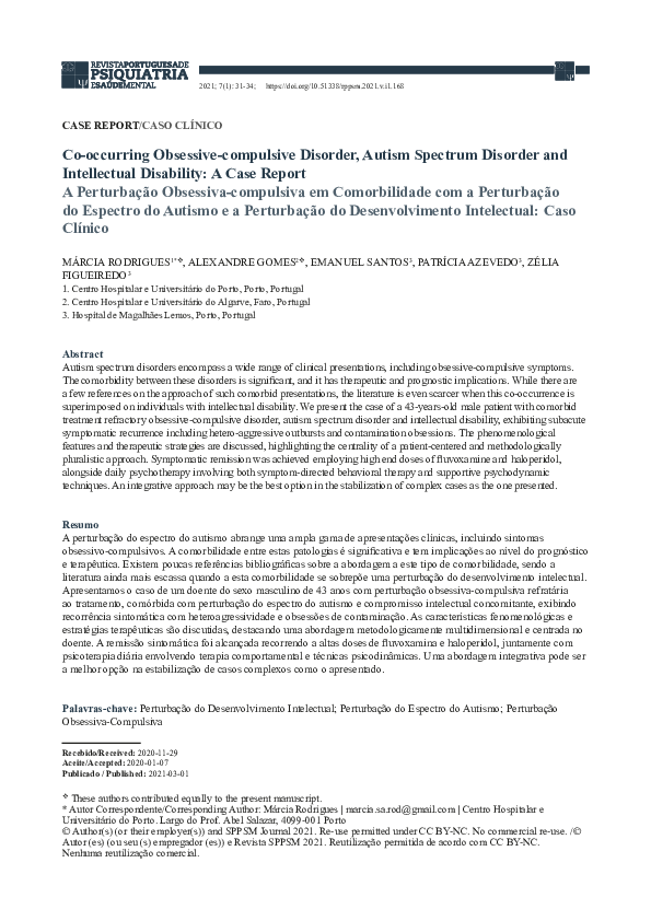 (PDF) Co‑occurring Obsessive‑compulsive Disorder, Autism Spectrum ...