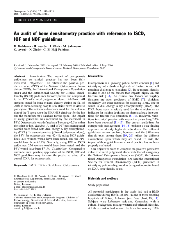 (PDF) An audit of bone densitometry practice with reference to ISCD ...