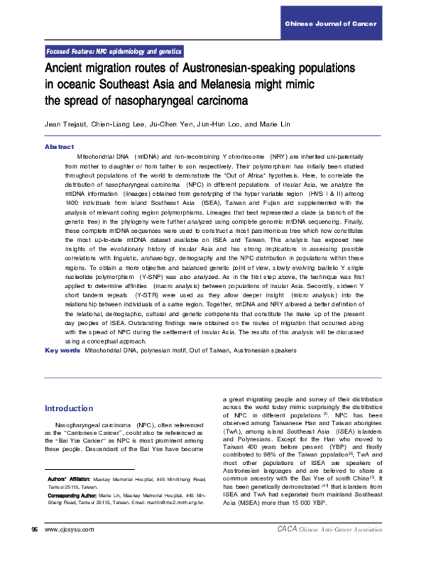 (PDF) Ancient migration routes of Austronesian-speaking populations in ...