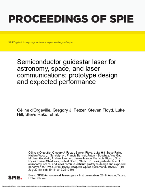 (PDF) Semiconductor guidestar laser for astronomy, space, and laser ...