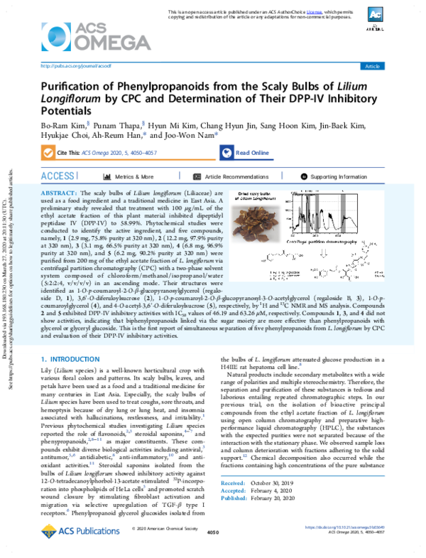 (PDF) Purification of Phenylpropanoids from the Scaly Bulbs of Lilium ...