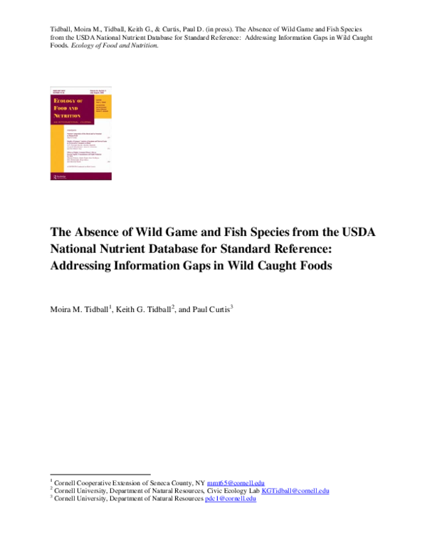 (PDF) The Absence of Wild Game and Fish Species from the USDA National ...