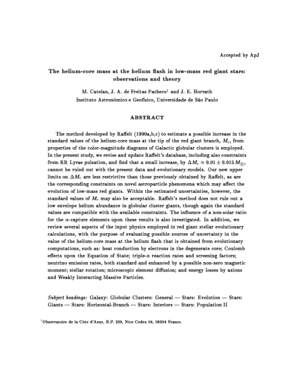 (PDF) The Helium-Core Mass at the Helium Flash in Low-Mass Red Giant ...