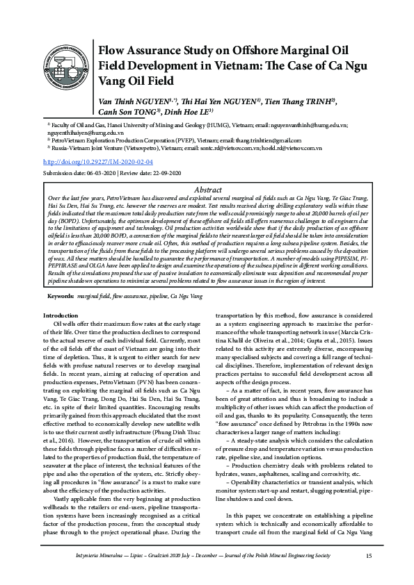 (PDF) Flow Assurance Study on Offshore Marginal Oil Field Development ...