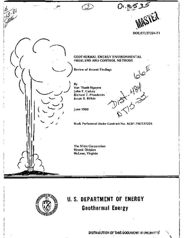 (PDF) Geothermal energy environmental problems and control methods ...