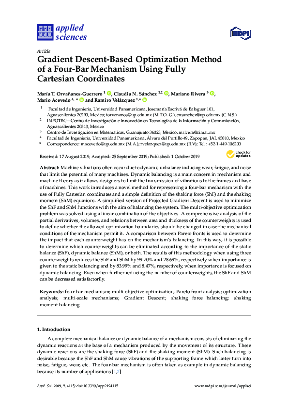 (PDF) Gradient Descent-Based Optimization Method of a Four-Bar ...