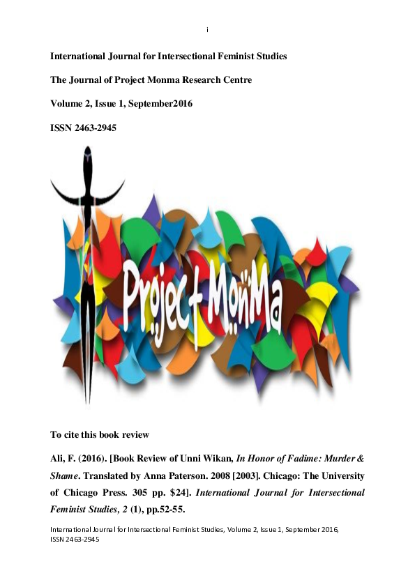 (PDF) Book Review of Unni Wikan, In Honor of Fadime: Murder & Shame ...