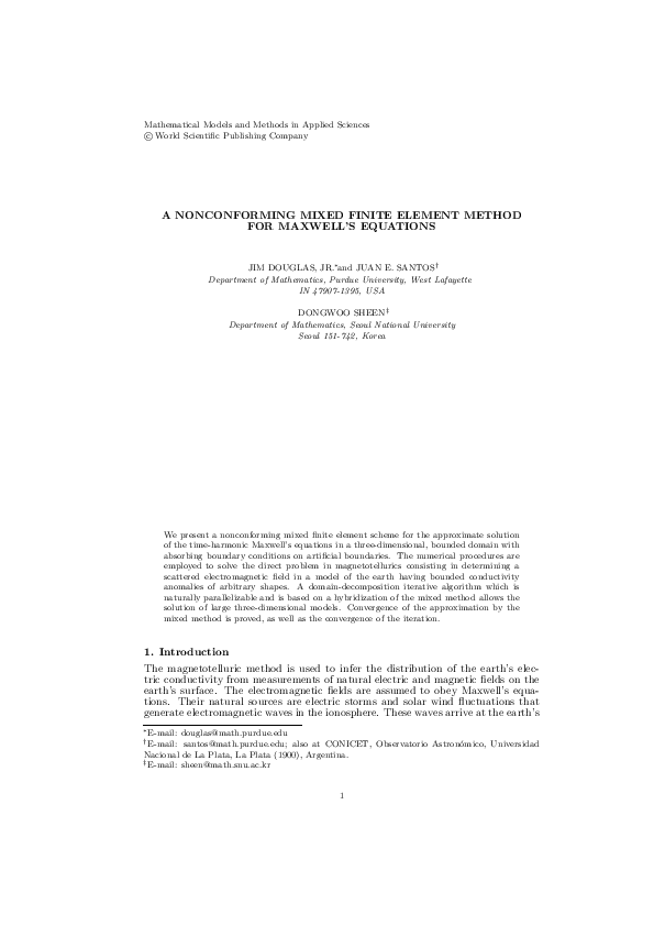 Pdf A Nonconforming Mixed Finite Element Method For Maxwells Equations