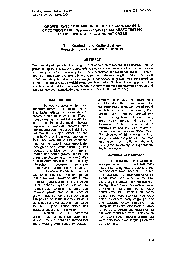 (PDF) Growth Rate Comparison of Three Color Morphs of Common Carp ...