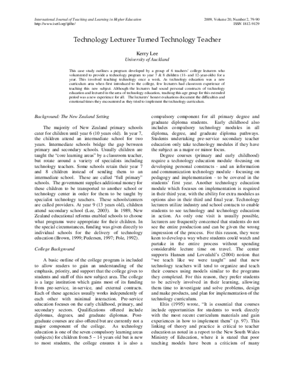 (PDF) Technology Lecturer Turned Technology Teacher