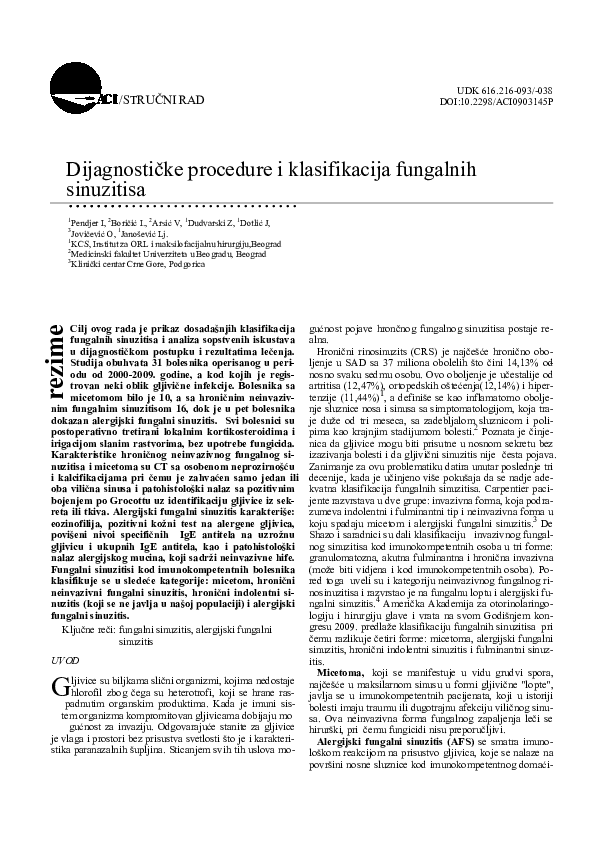 (PDF) Fungal sinusitis diagnostic management and classification
